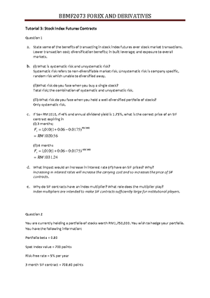 FD T5 - Tutorial - Tutorial 5: Foreign Exchange Market- Part 2 Question 1 The followings are the ...