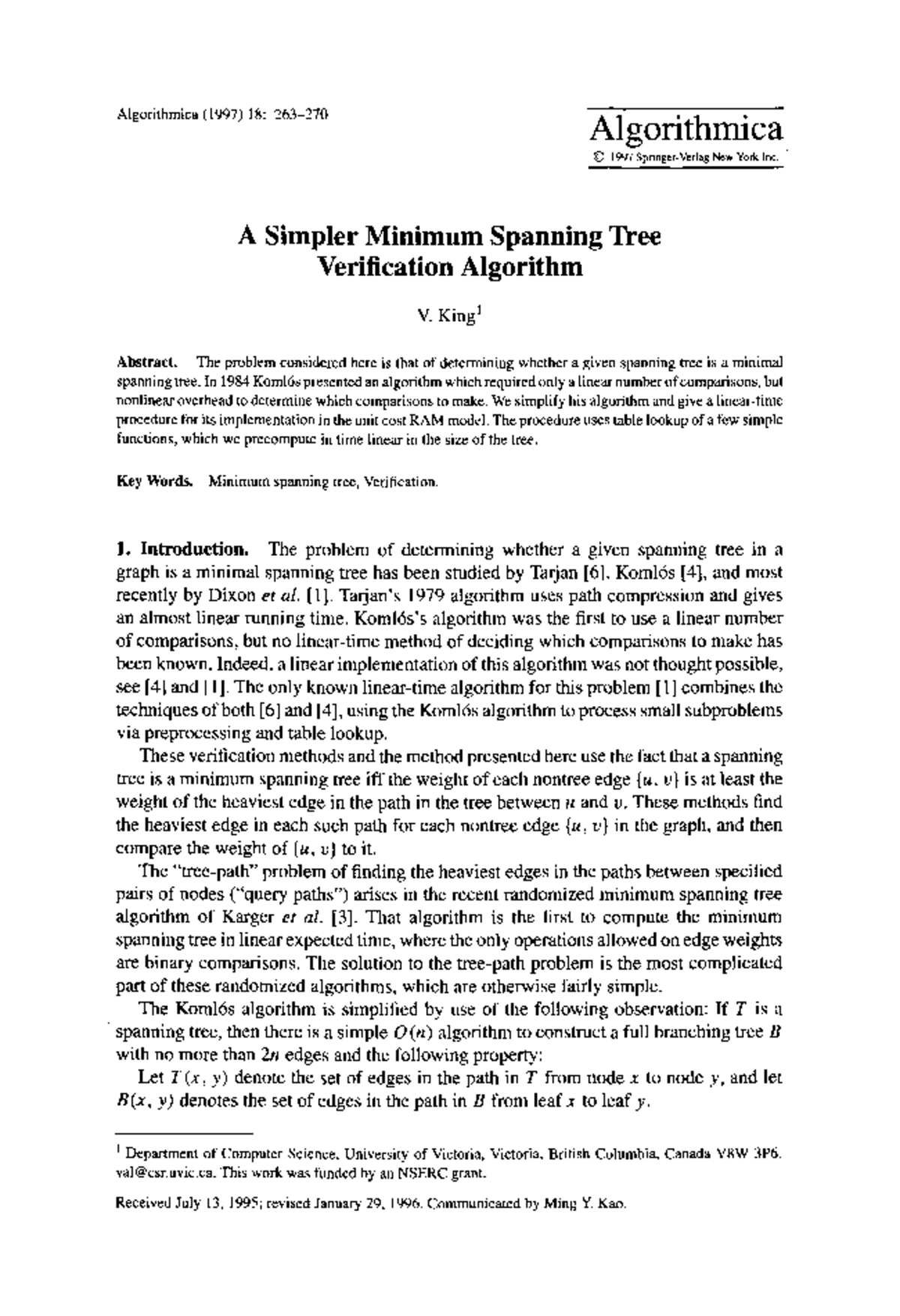 BF02526037 - Prof is Naveen Garg - Algorithmica (1997) 1 8 : 2 6 3 - 2 7 0 Algorithmica ~) - Studocu