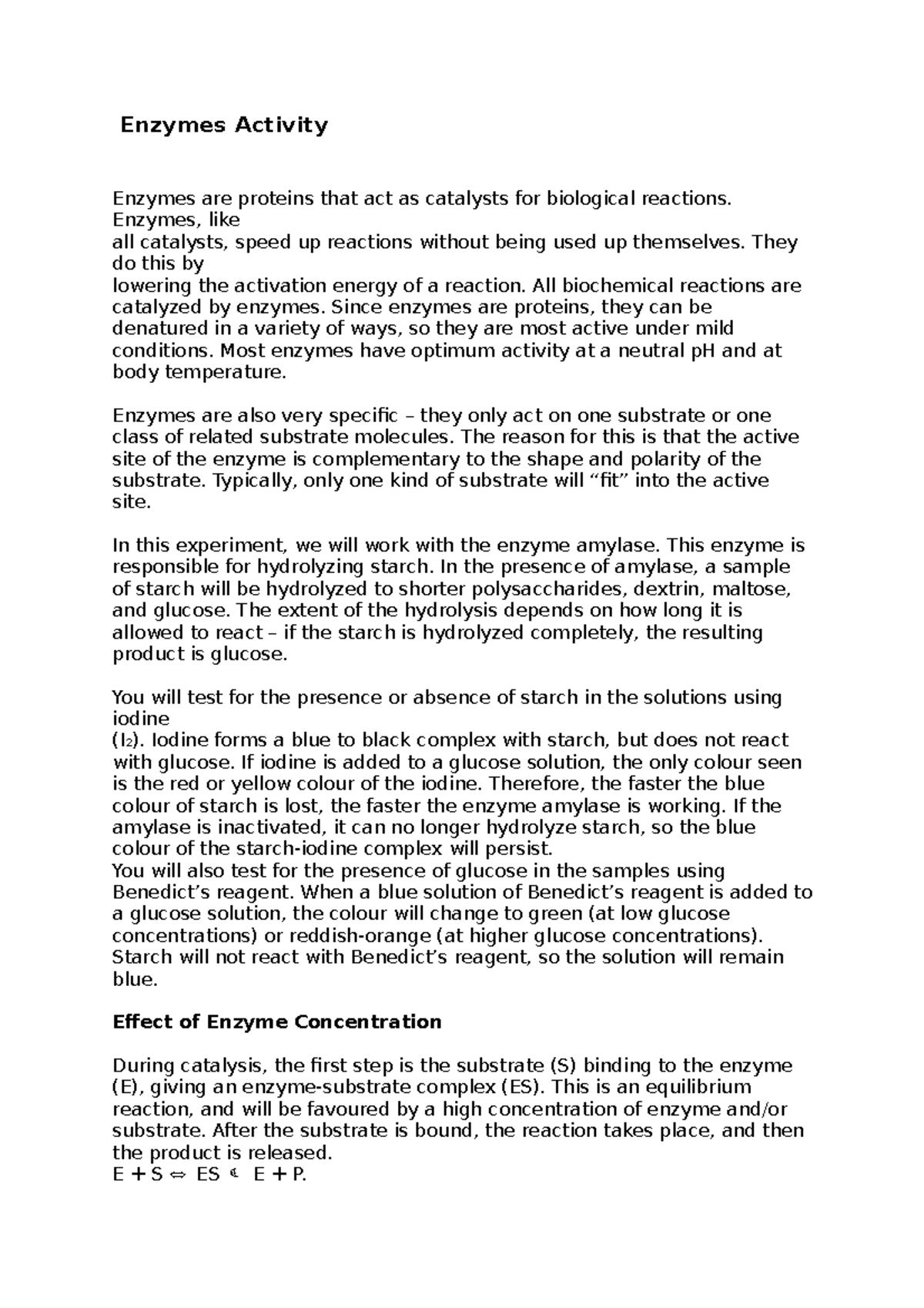 Enzyme activity - Enzymes Activity Enzymes are proteins that act as ...