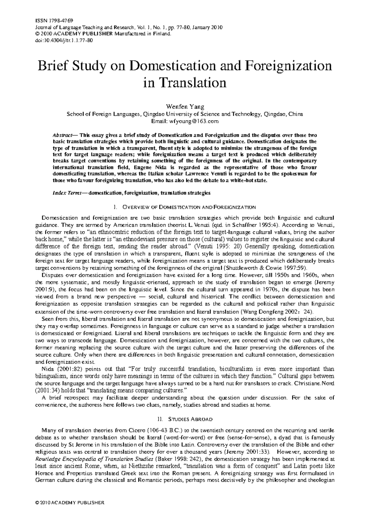 Domestication and foreignization - ISSN 1798- Journal of Language ...