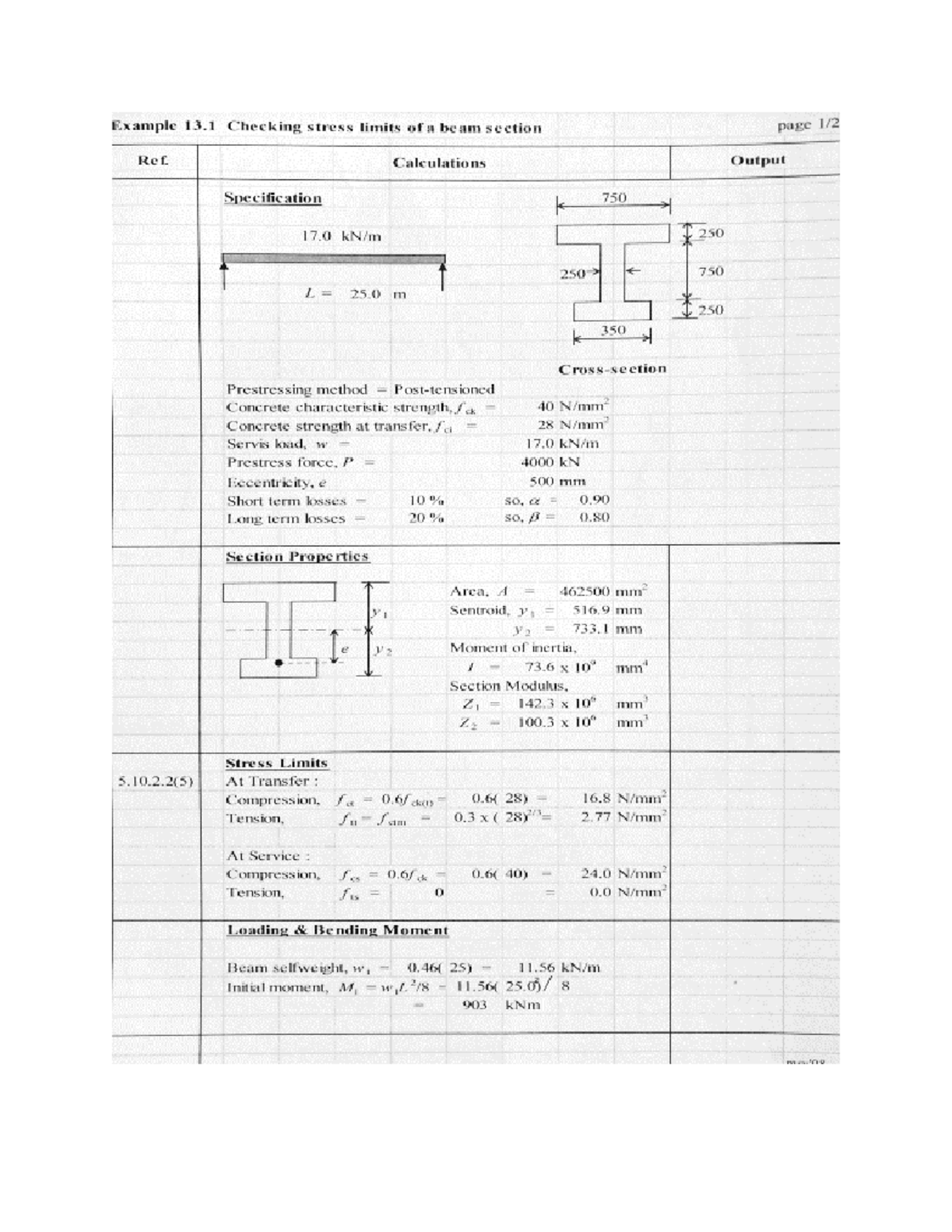Example 13 - Checking stress limit of a beam section - Reinforced ...