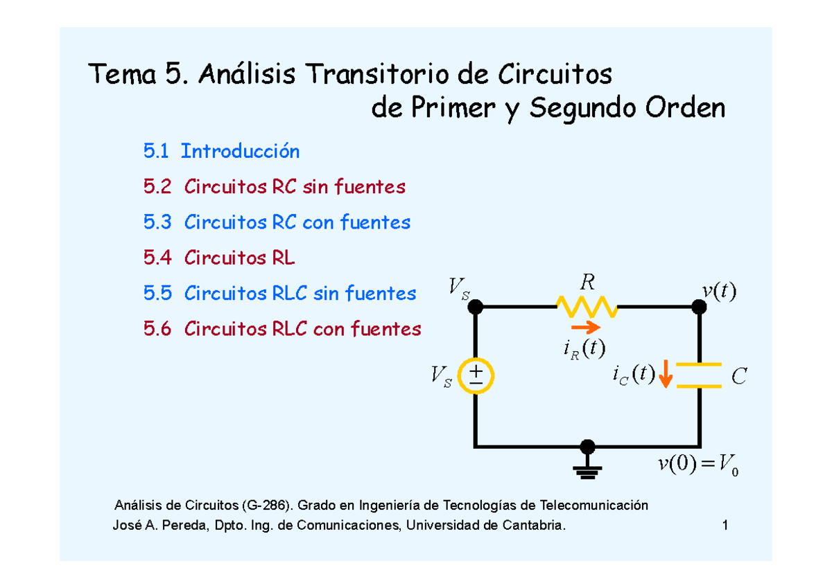 Analisis-Transitorio - 1 Tema 5. Análisis Transitorio de Circuitos de Primer y Segundo Orden ...