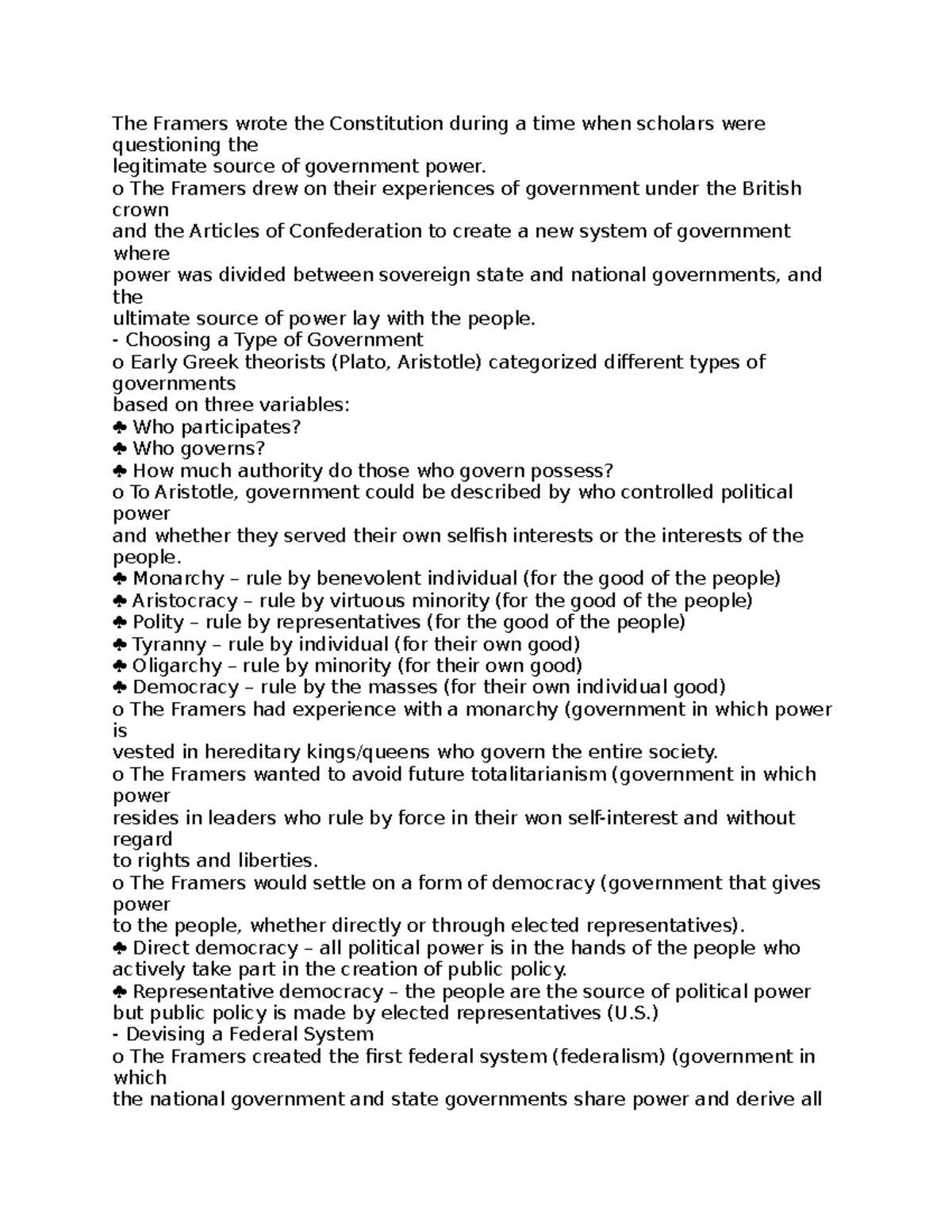 American goernment pt3 - The Framers wrote the Constitution during a ...