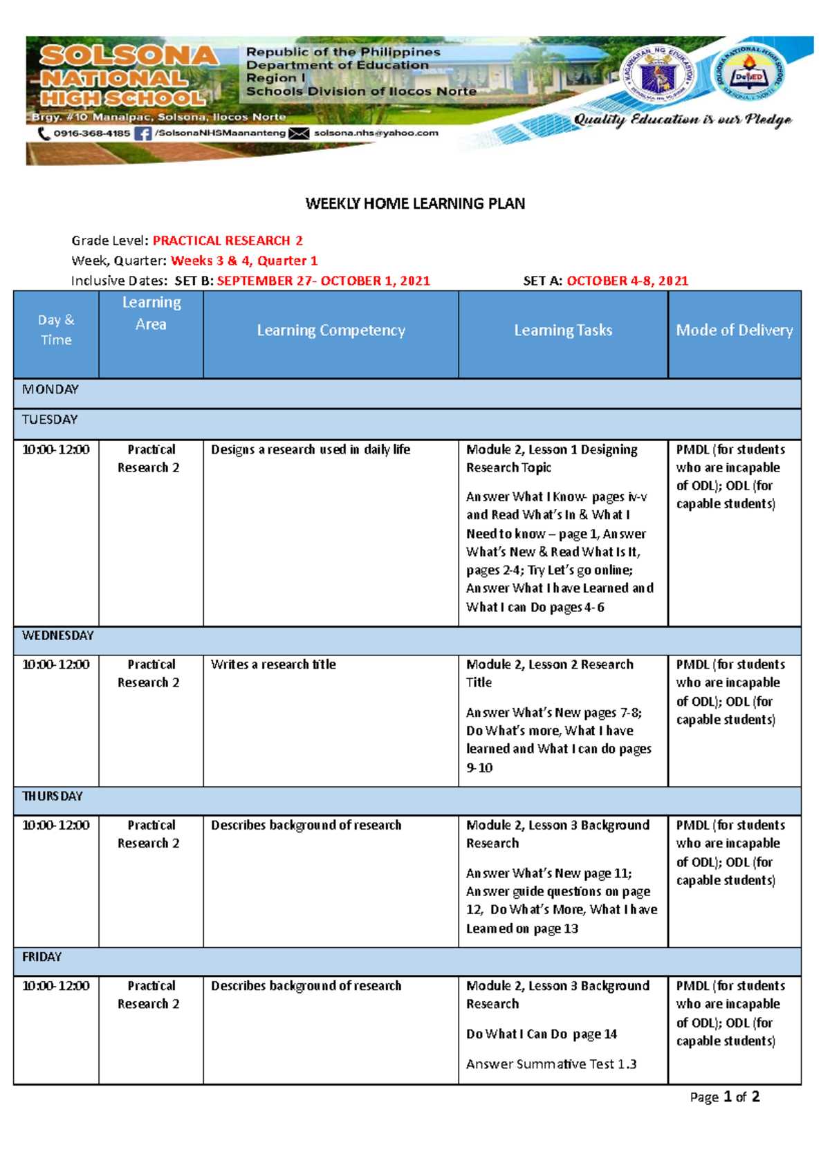 Q1 week 3 4 - This will help students to get direction in their ...