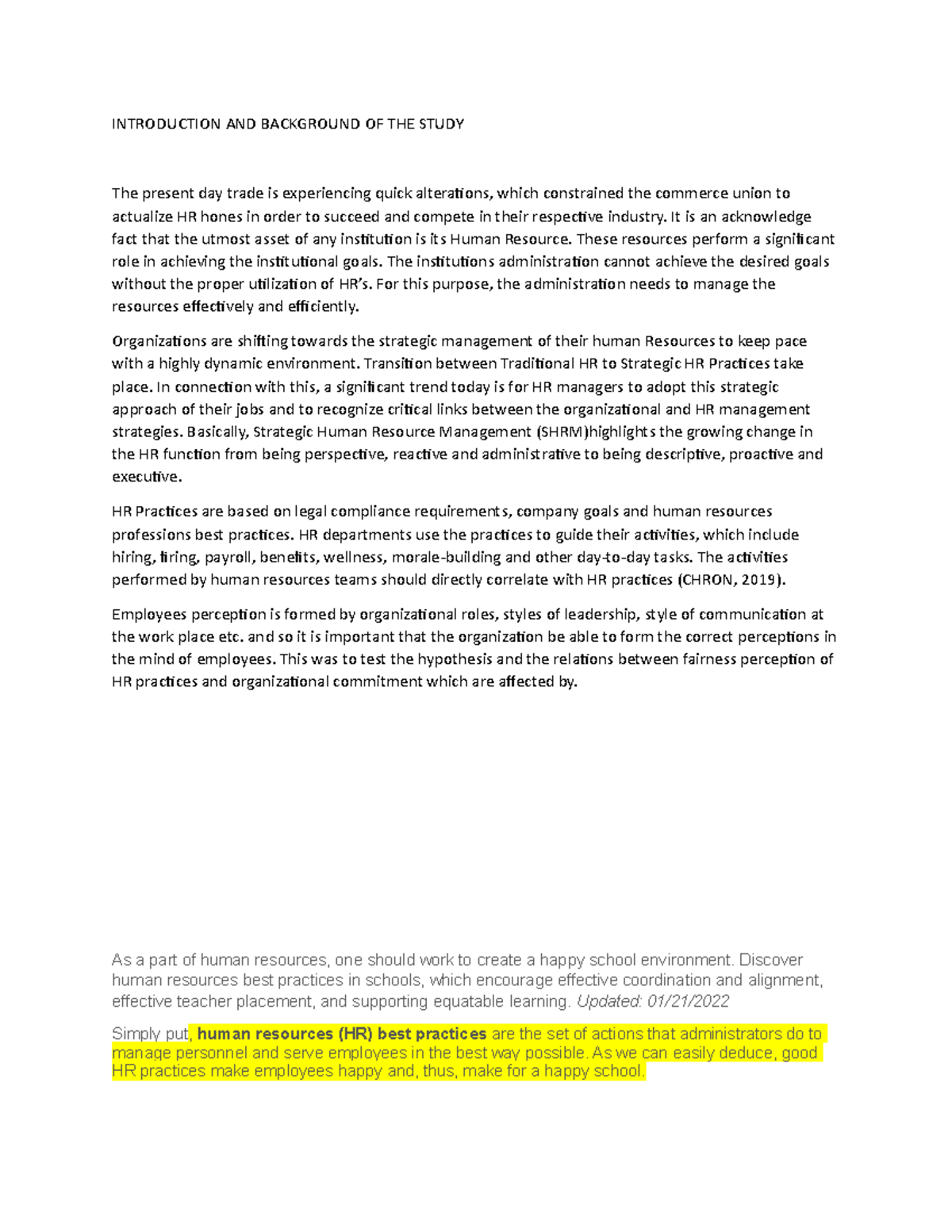 Introduction AND Background OF THE Study - INTRODUCTION AND BACKGROUND ...