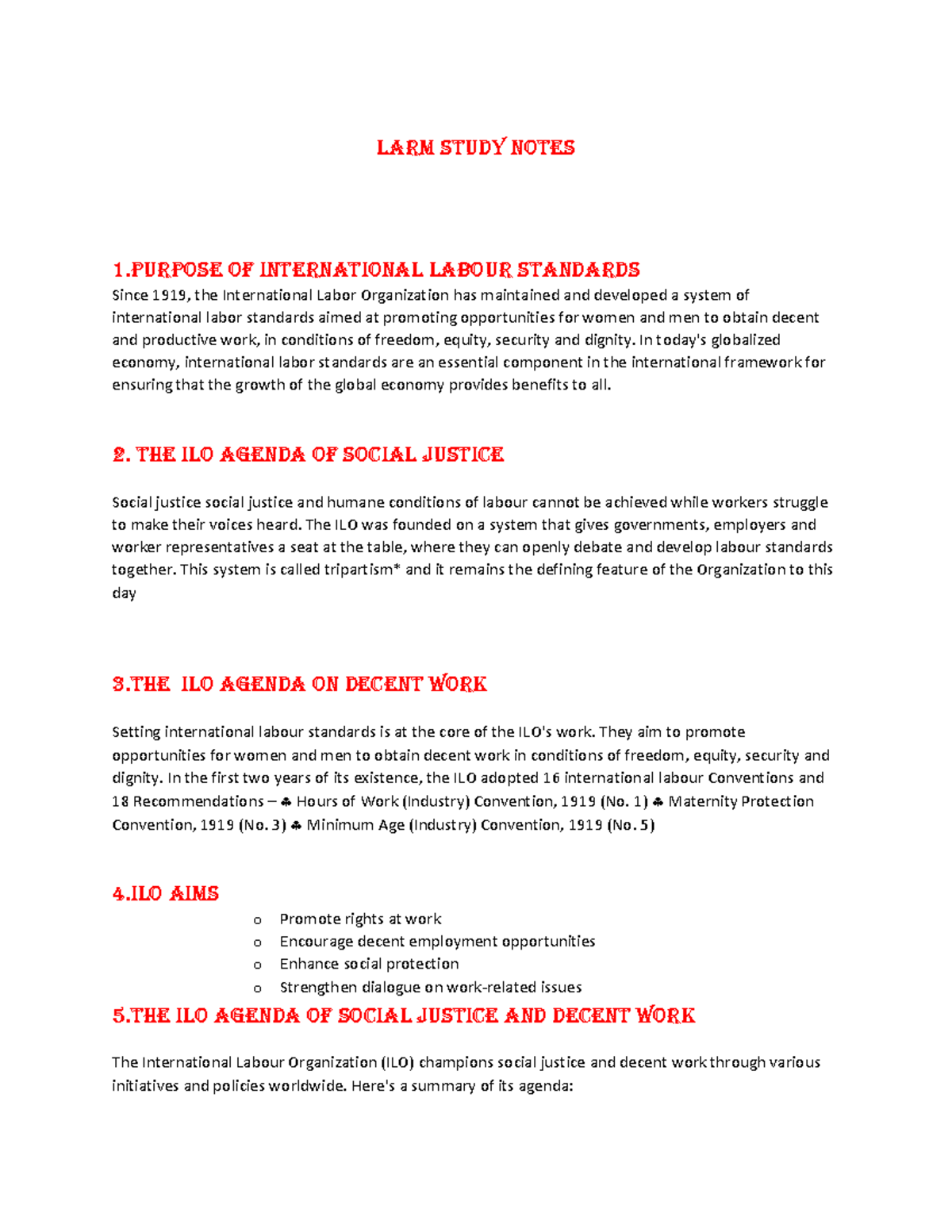 Larm study notes - In today's globalized economy, international labor ...