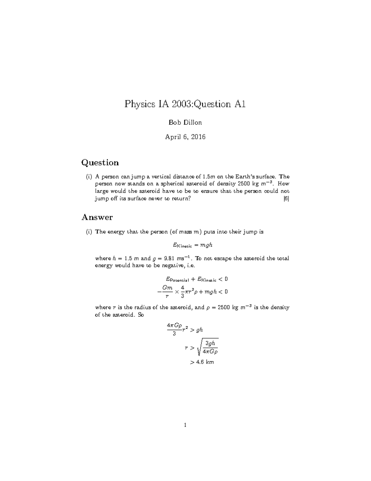 2003 IA Phys Section A Question 01(Basic Physics) - Physics IA 2003 ...