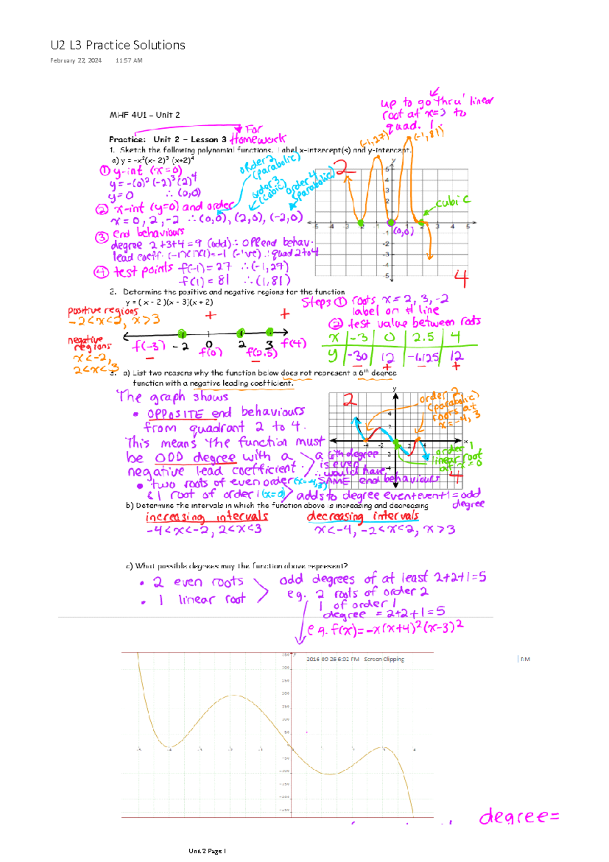 MHF4U1 U2 L3 Practice Solutions - U2 L3 Practice Solutions February 22, 2024 11:57 AM Unit 2 ...