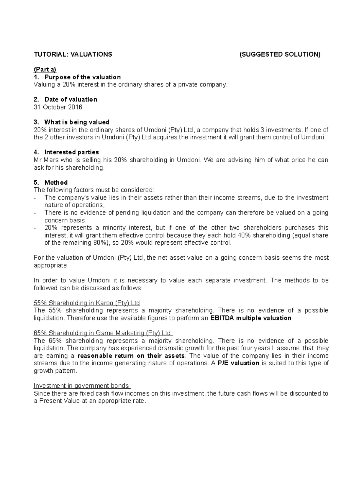 Umdoni Question - dx d33932ieduffh gfkggkjhjpipkmphopdn - TUTORIAL: VALUATIONS (SUGGESTED ...