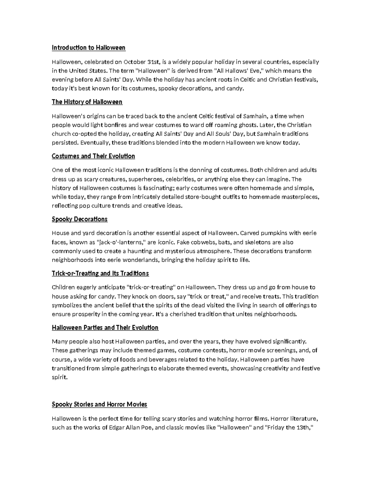 Introduction to Halloween - Introduction to Halloween Halloween ...