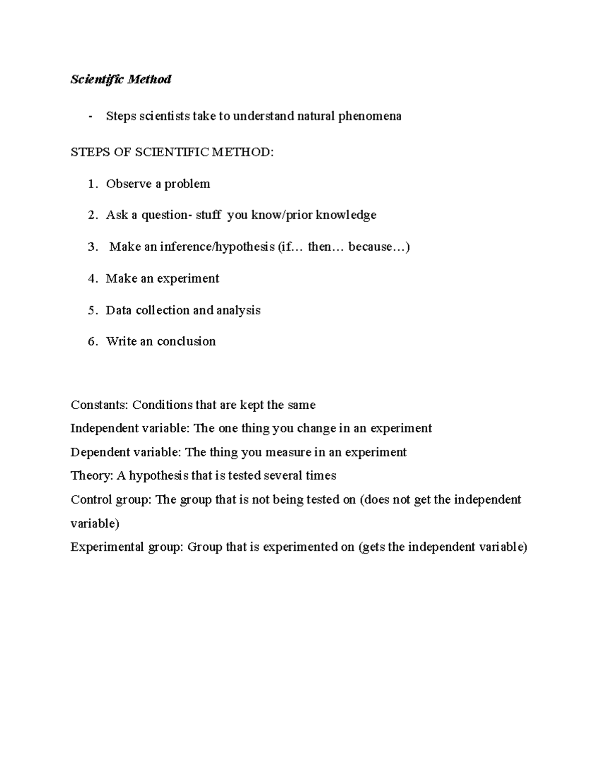 Scientific Method Notes - Scientific Method Steps scientists take to ...