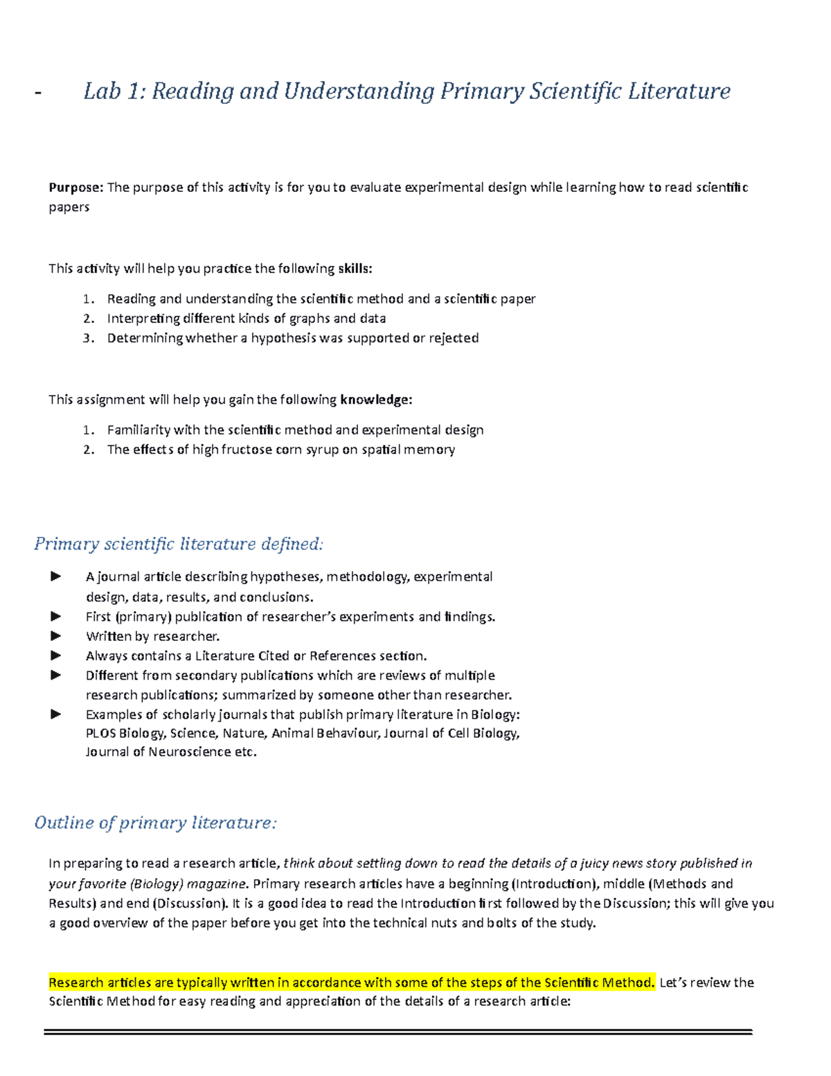 Lab 1 Scientific Writing 1 14 2022 - Lab 1: Reading and Understanding ...