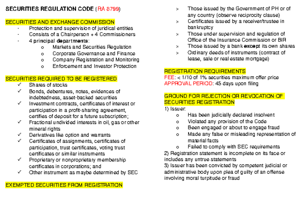Securities-Regulation-Code - SECURITIES REGULATION CODE (RA 8799 ...
