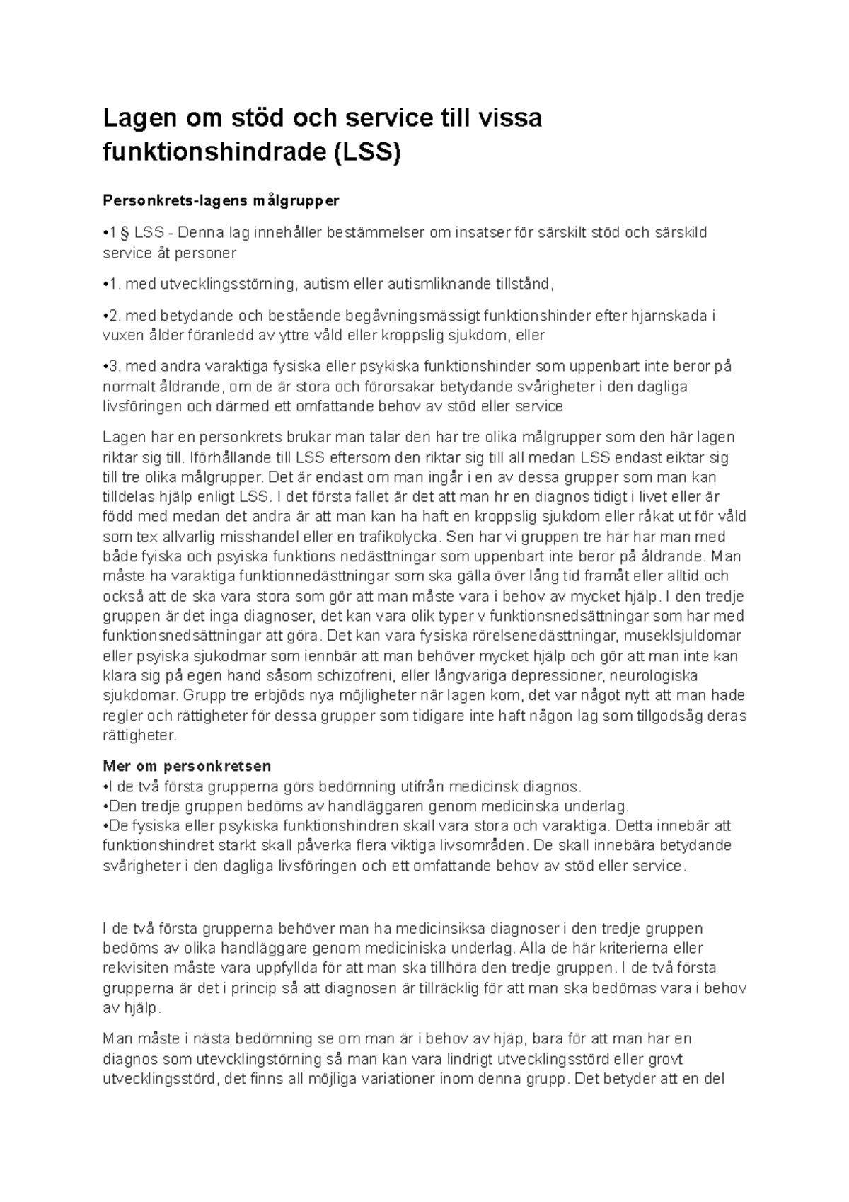LSS- föreläsning - Lagen om stöd och service till vissa ...