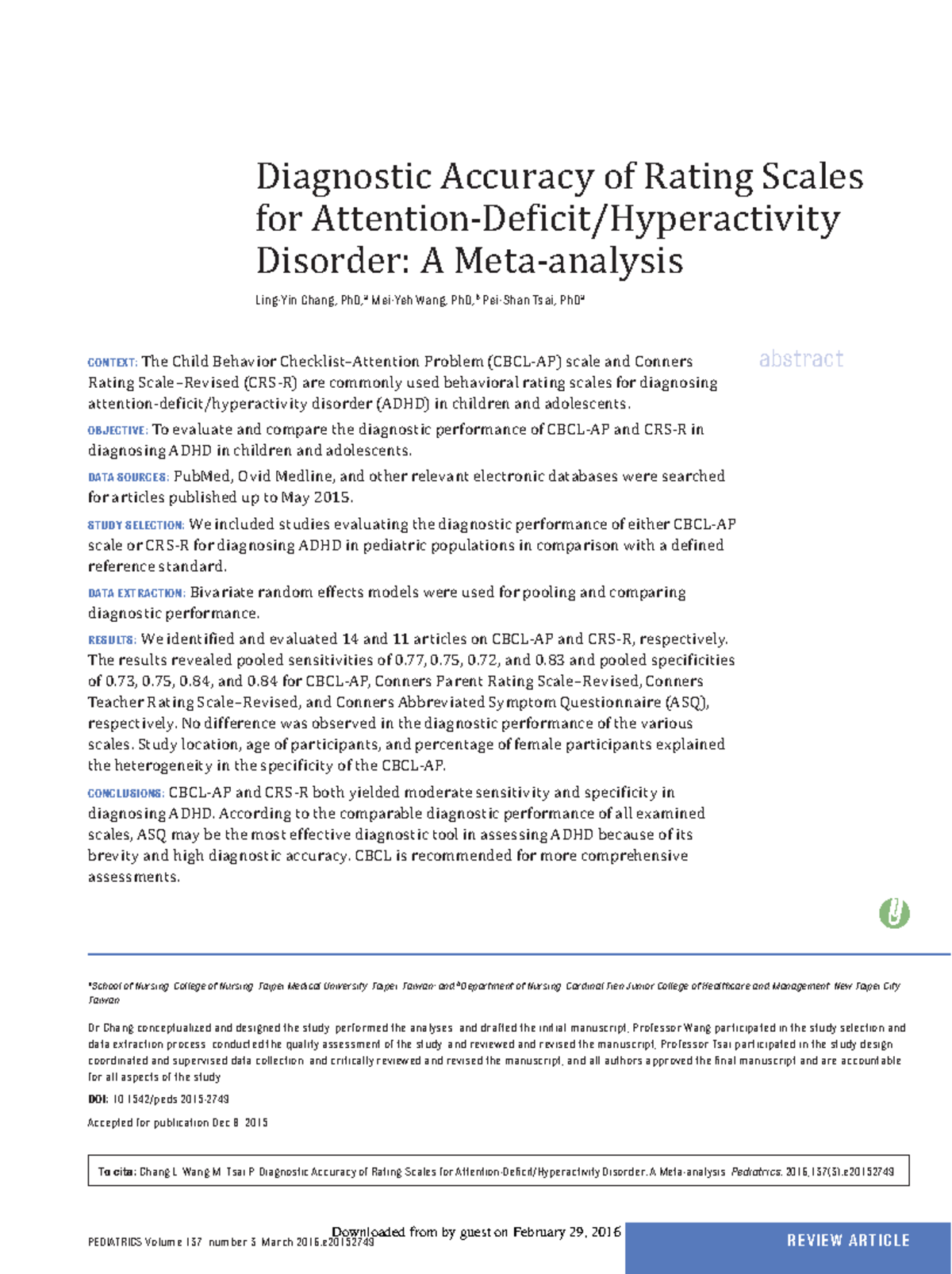 Chang 2016 Diagnostic Accuracy of Rating Scales for Attention-Deficit ...