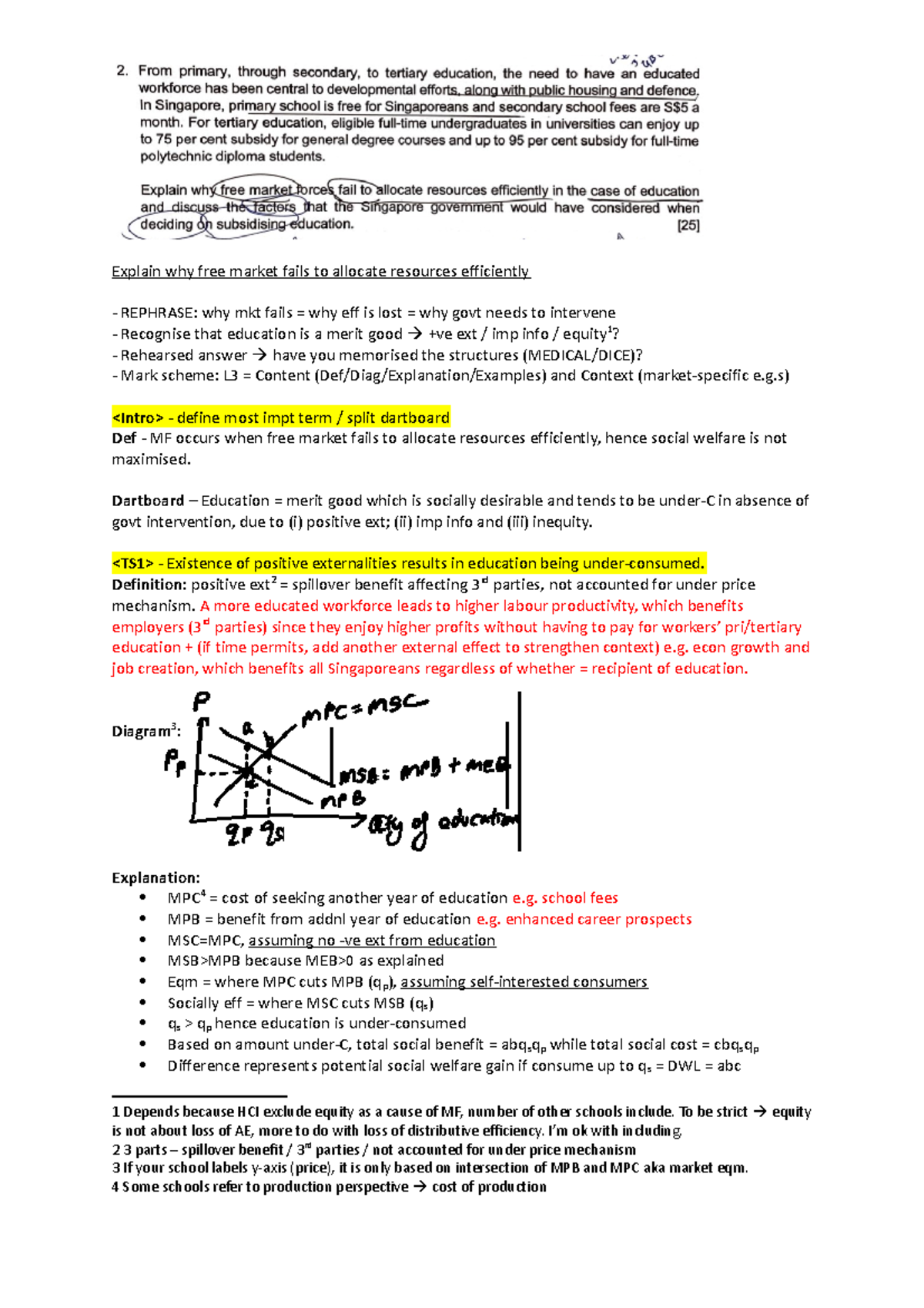 HCI Promos (MF) - practice paper to refresh econ comcepts - Explain why free market fails to ...