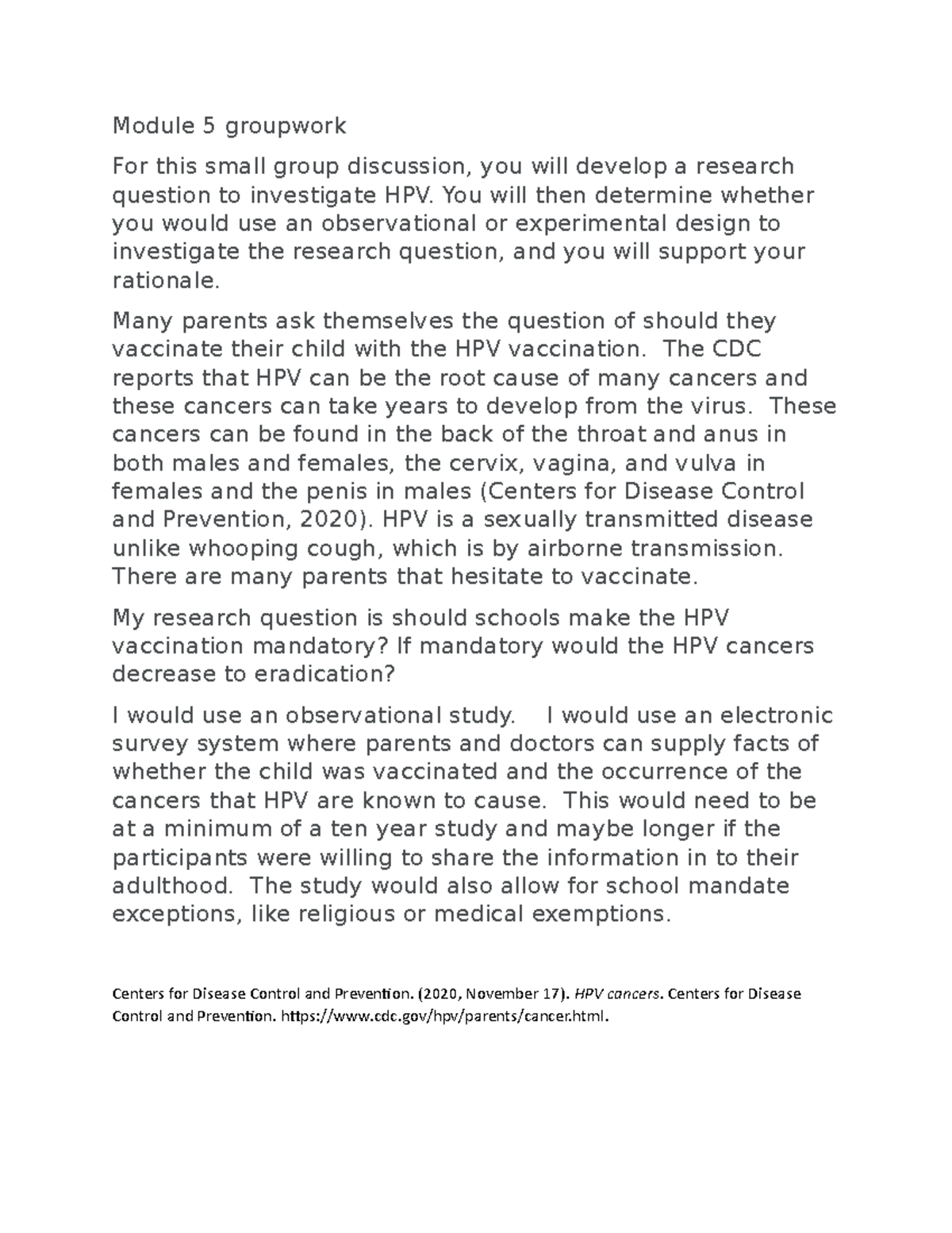 Module 5 groupwork - Module 5 groupwork For this small group discussion ...