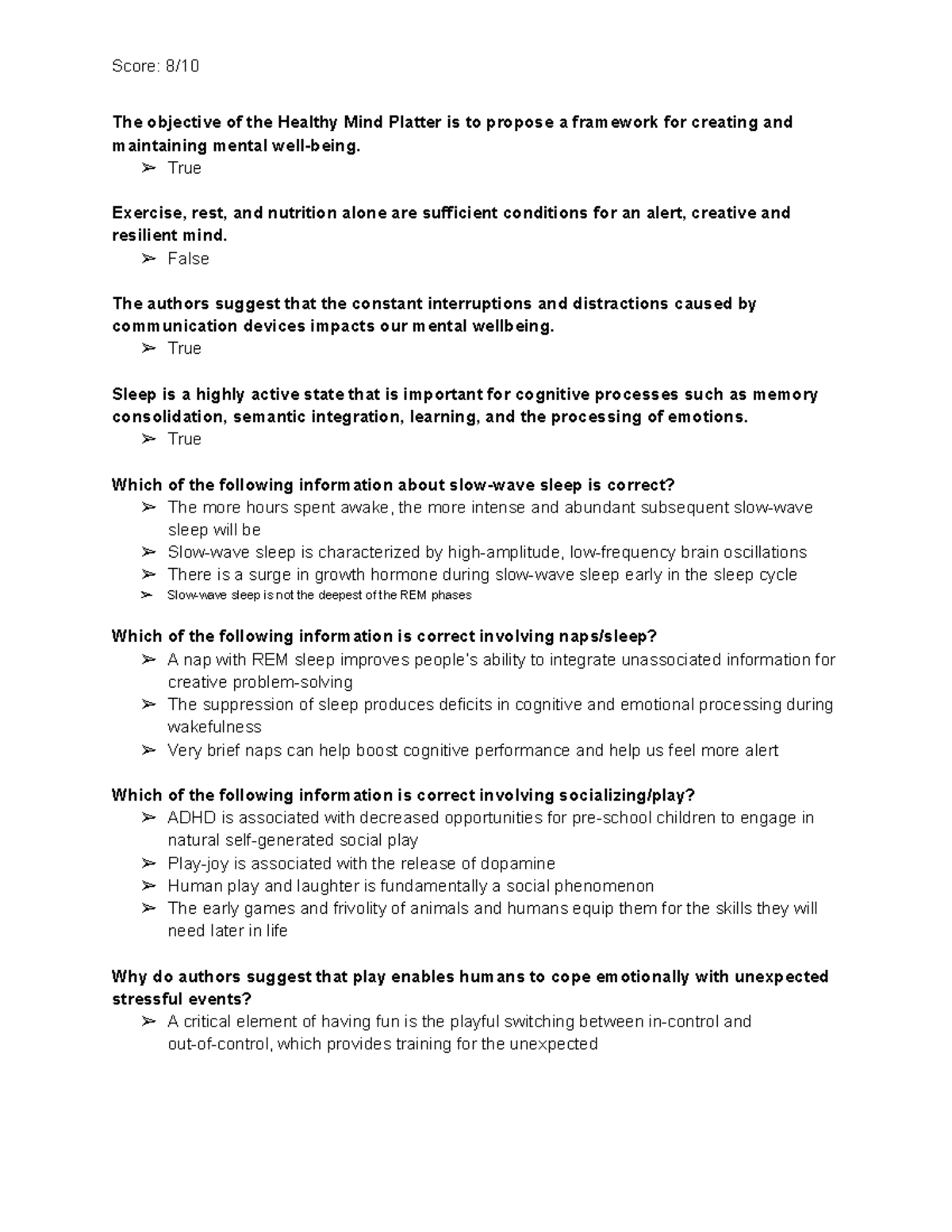DIRQ 1 Healthy Mind Platter - Score: 8/ The objective of the Healthy ...