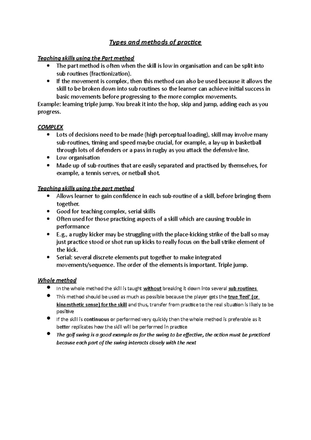 Types and methods of practice pe - Types and methods of practice ...
