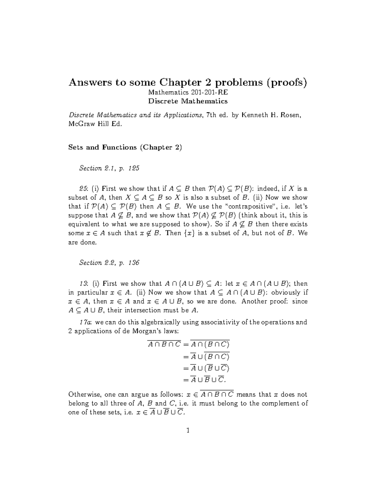 More Answers-chapter 2 - Answers to some Chapter 2 problems (proofs) Mathematics 201-201-RE ...