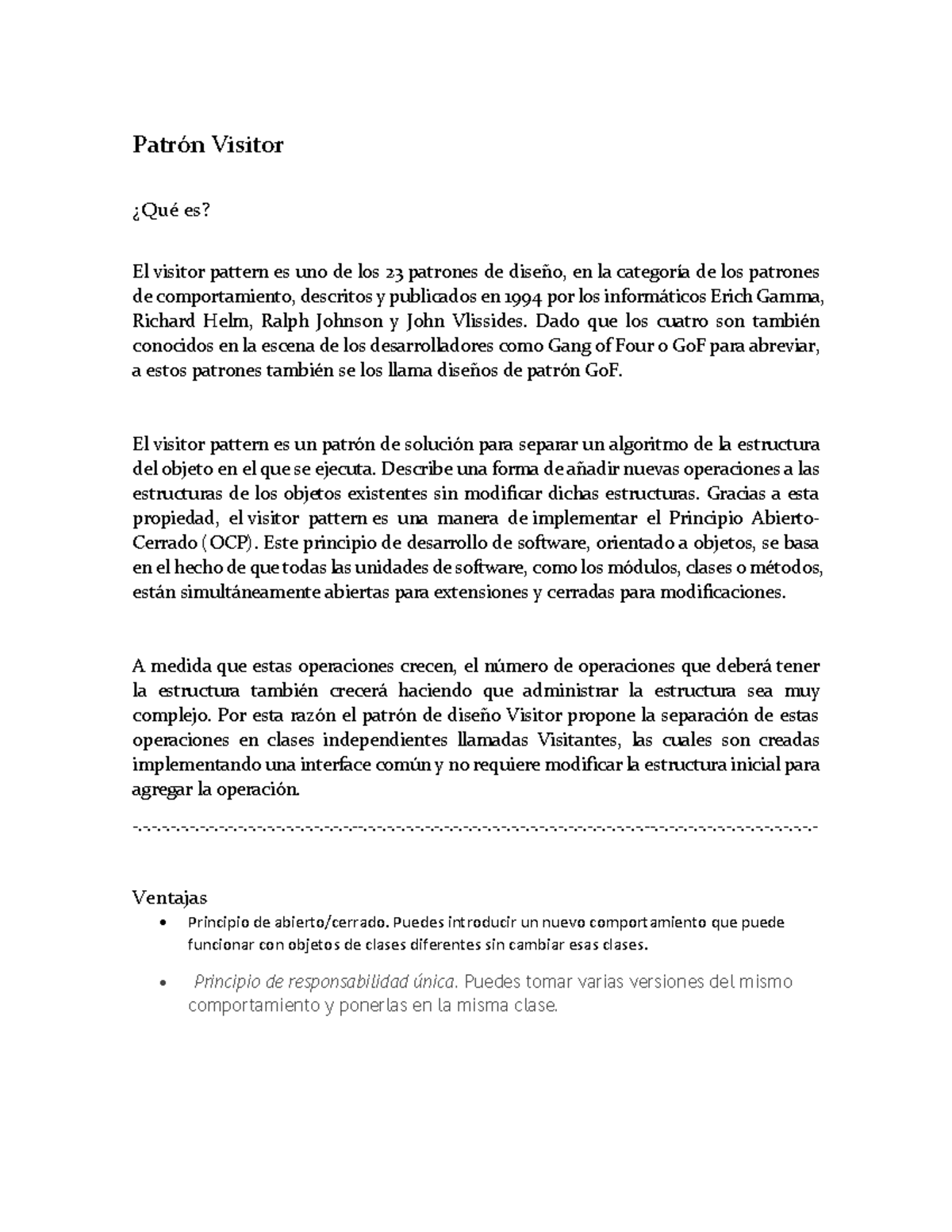 Patrón Visitor - PatrÛn Visitor øQuÈ es? El visitor pattern es uno de ...