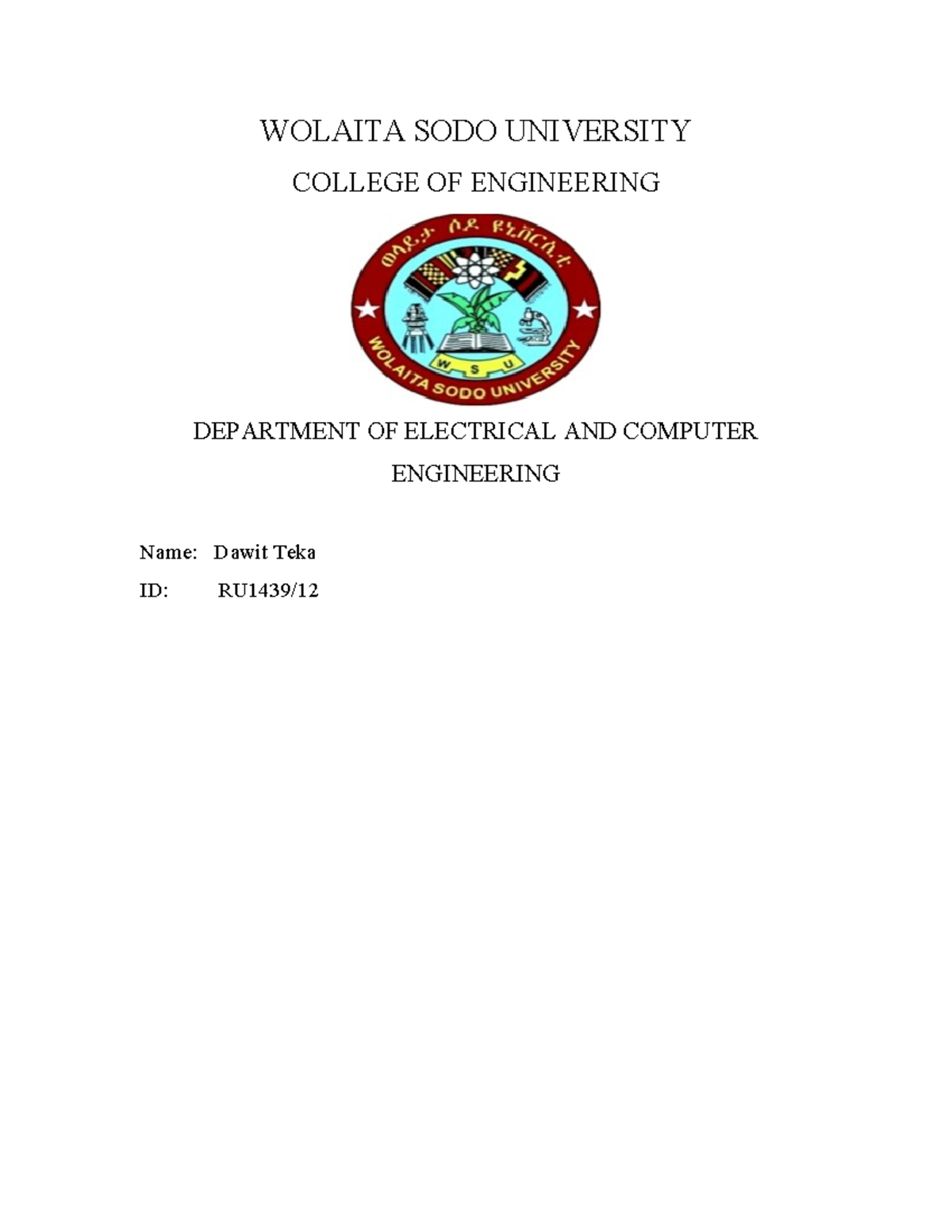 Dawit TEKA - NjJJ - WOLAITA SODO UNIVERSITY COLLEGE OF ENGINEERING ...