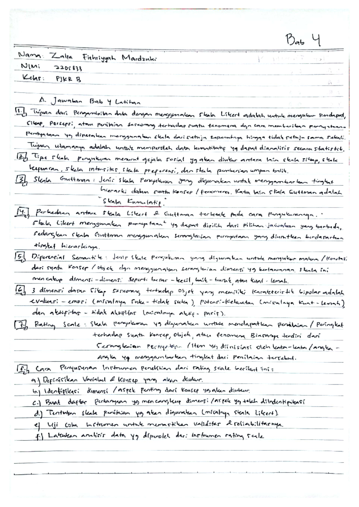 Tugas Matkul Statistika 4 Zalfa Fithriyyah Mardzuki B PJKR 22 - Studocu