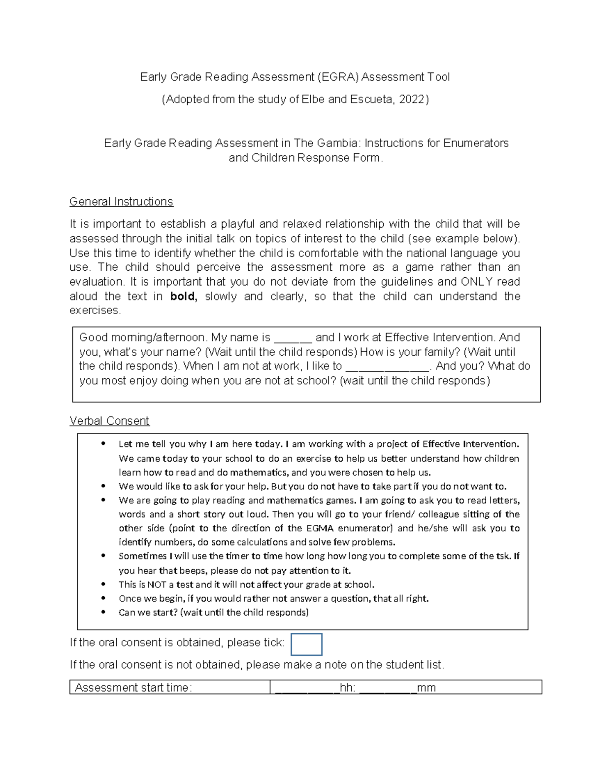 Early Grade Reading Assessment bacolcol - Early Grade Reading ...