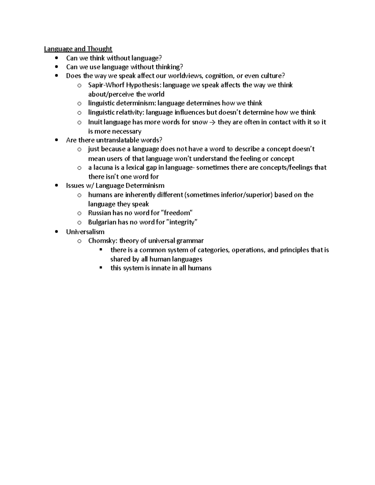 Language and Thought - Studocu