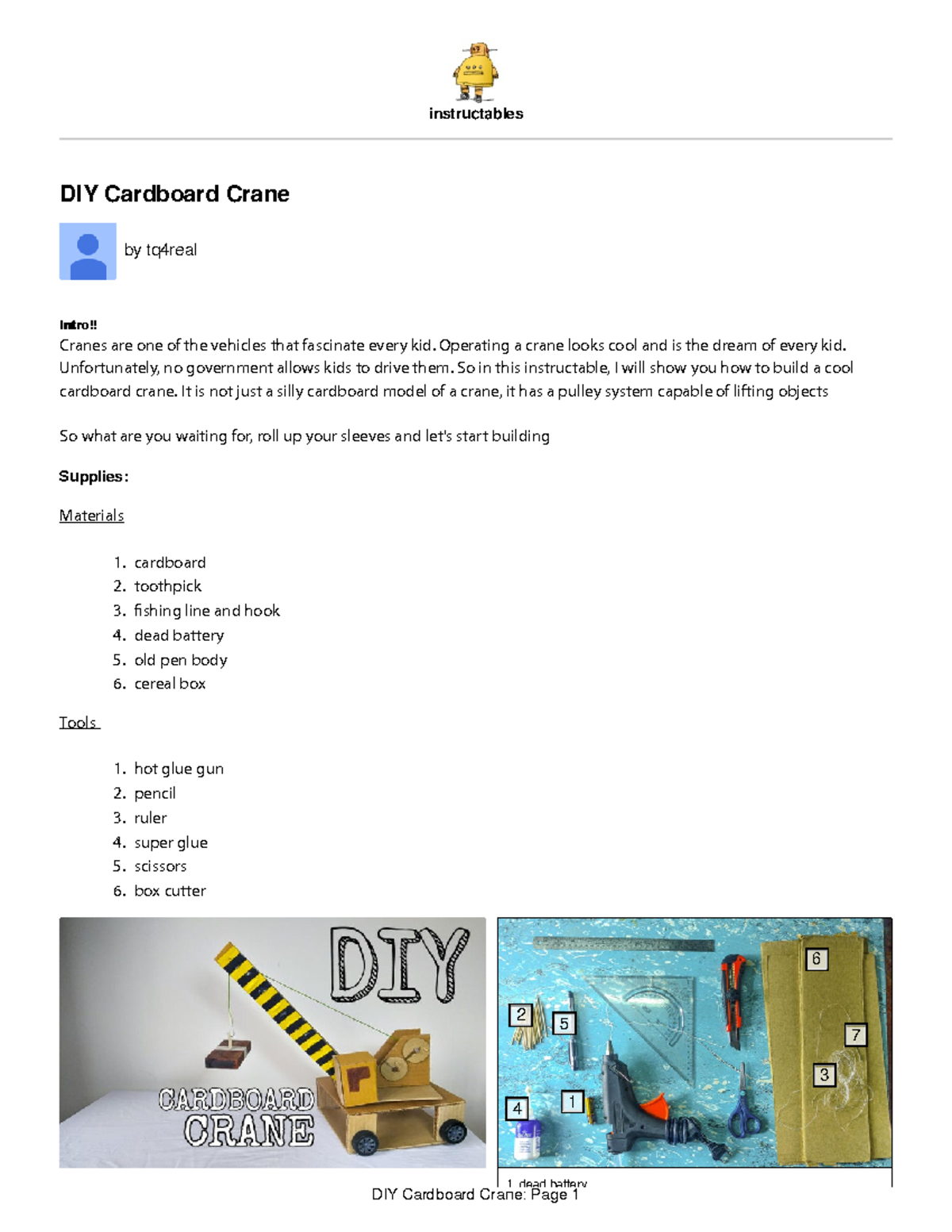 DIY-Cardboard-Crane - dcd - instructables DIY Cardboard Crane by ...