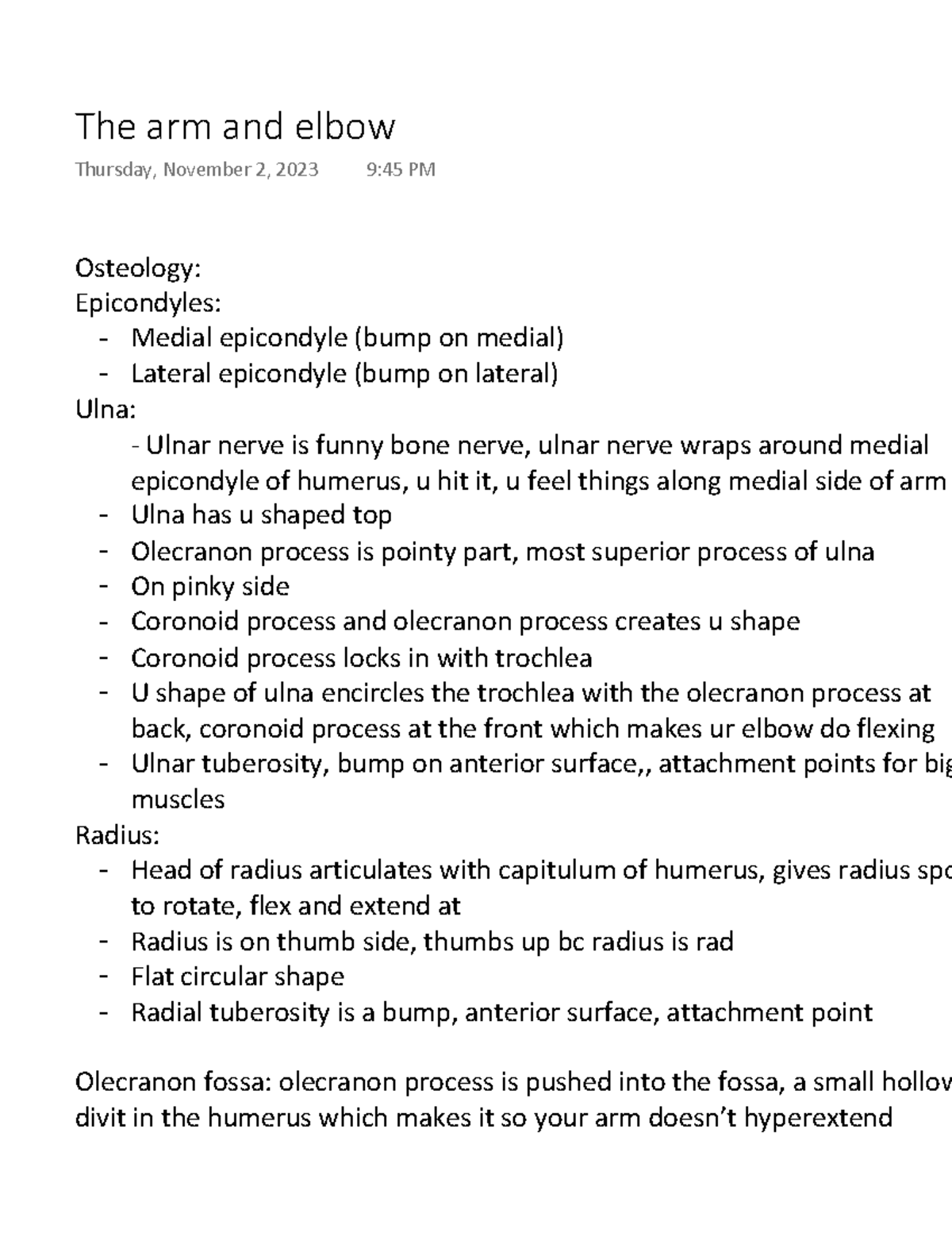 Arm and elbow anatomy notes - Osteology: Epicondyles: Medial epicondyle ...