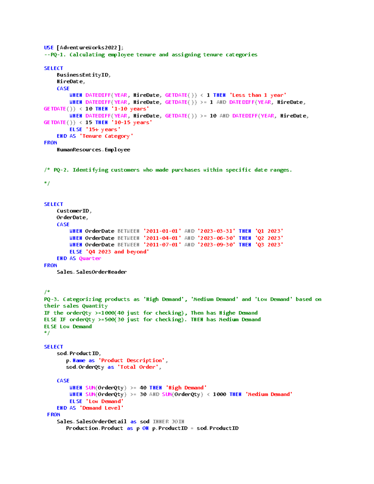 More on Case Statments - This material provides students with case statement of SQL server ...