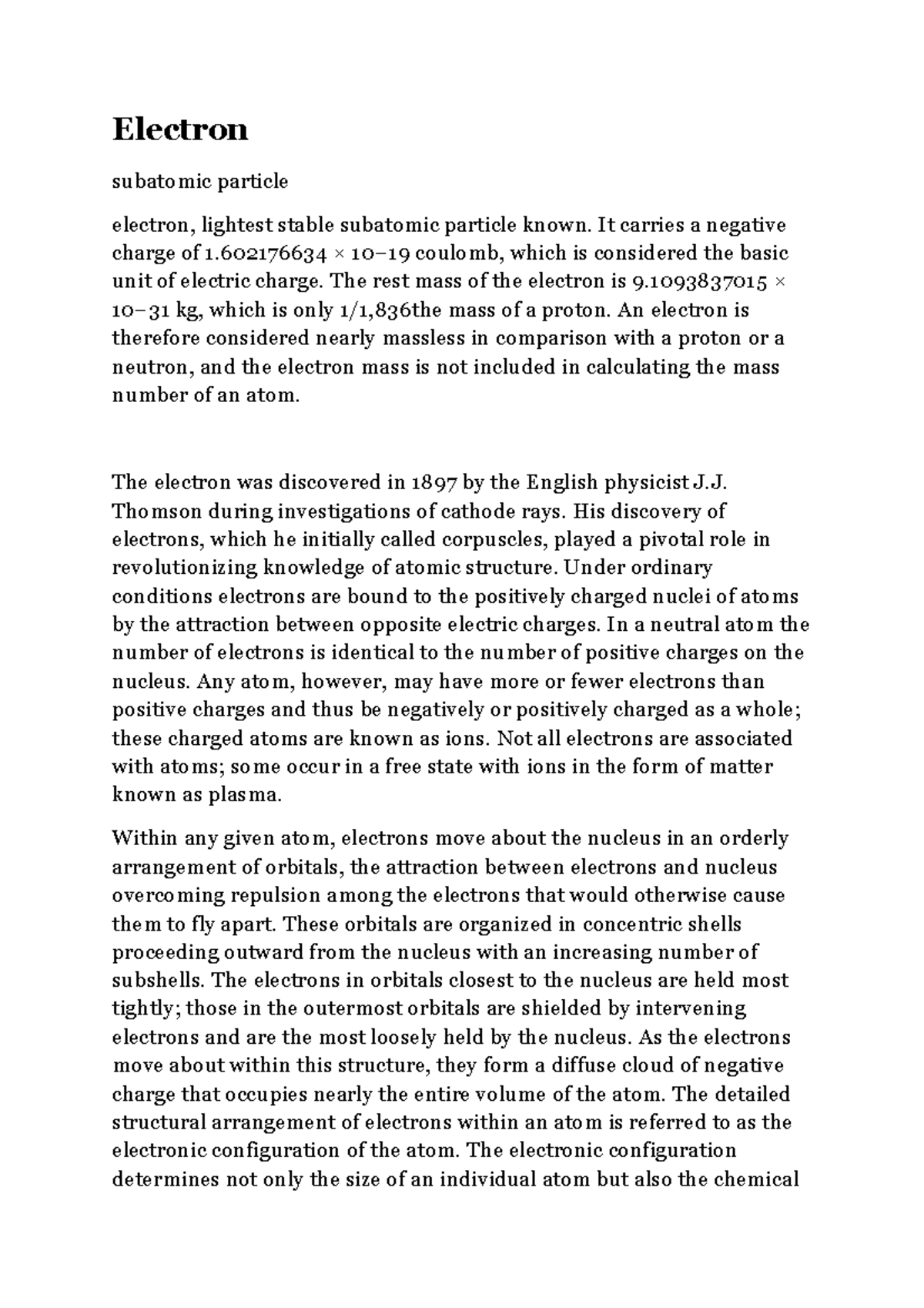 Electron Definition - Electron subatomic particle electron, lightest ...