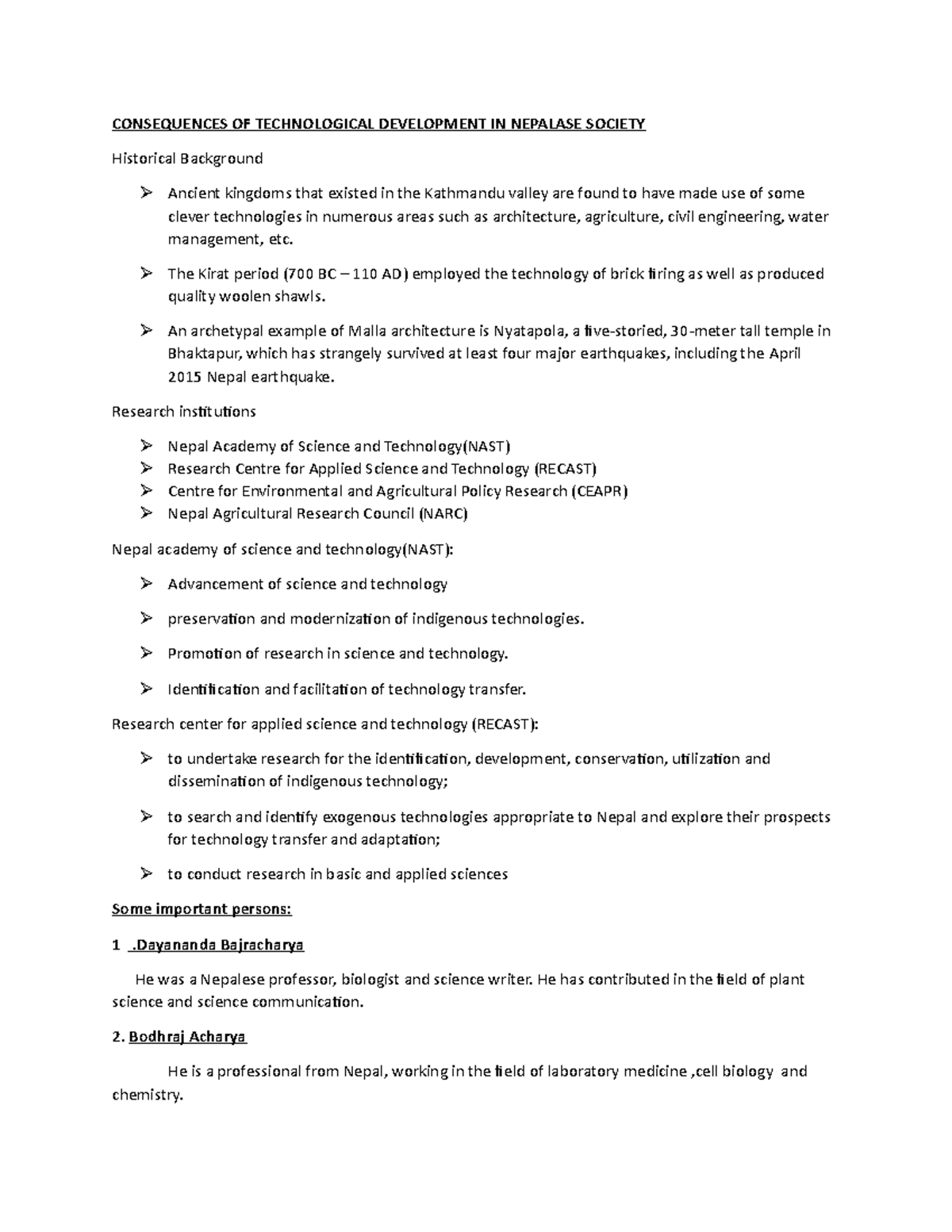 Consequences OF Technological Development IN Nepalase Society ...