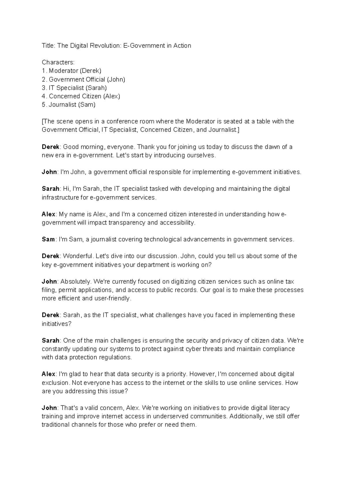 MG214 Roleplay Script Draft - Title: The Digital Revolution: E ...