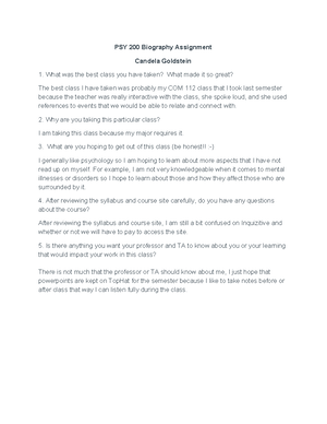 PSY 200 Notes Exam 1 - t nearWhat is Psychology? Introduction ...