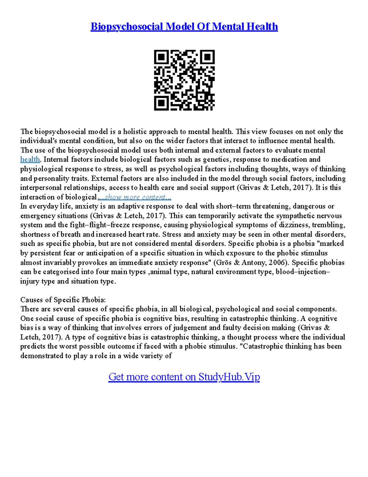 Biopsychosocial Essay - Biopsychosocial Model Of Mental Health The ...