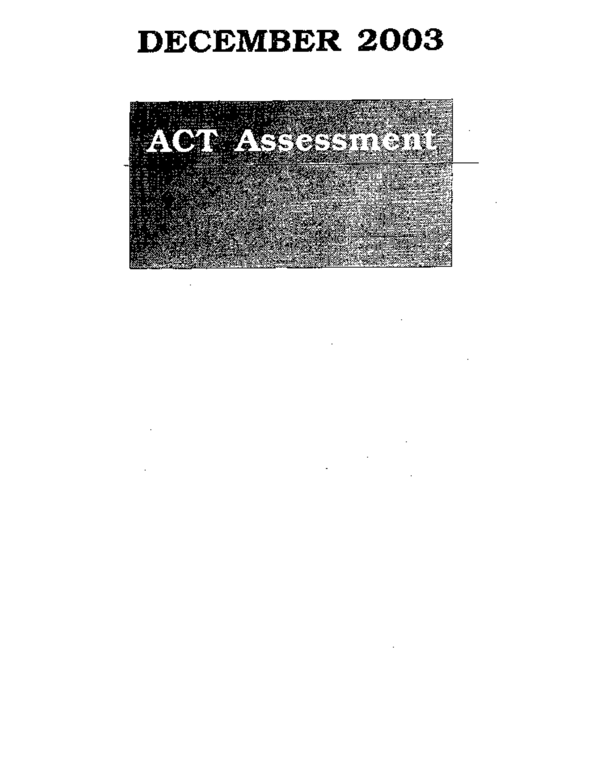 Vdocuments - 2003 December ACT Packet for Practice - SS233 - Studocu
