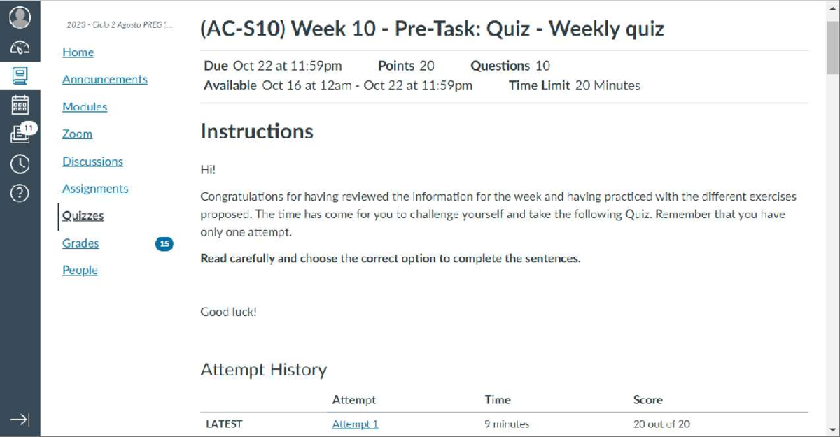 (AC-S10) Week 10 - Pre-Task Quiz - Weekly quiz - Ingles III - Studocu