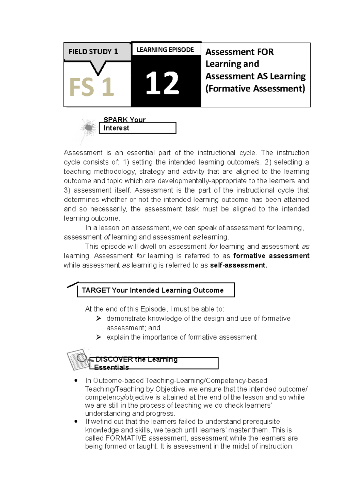 FS 1 Ep 12 - zsdfghjkl; - Assessment is an essential part of the ...