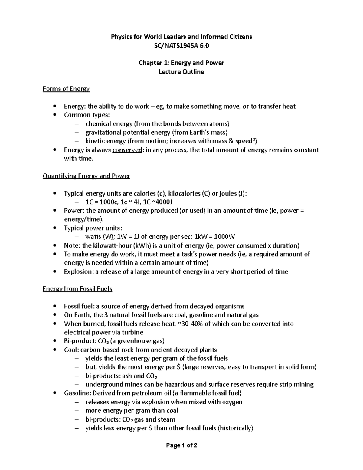 L1-notes on energy and power - Physics for World Leaders and Informed ...