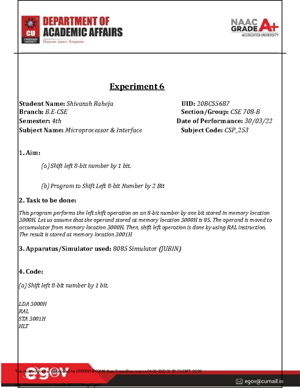 EXP 6 MPI - EXP 6 MPI - This study source was downloaded by ...