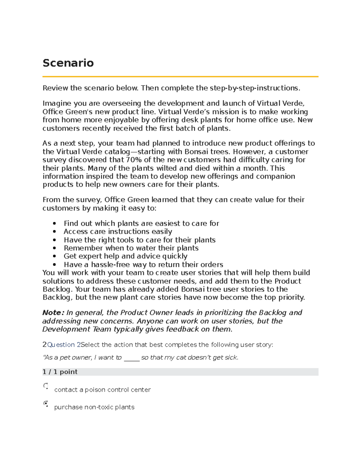 Exemplar Product Backlog - Scenario Review the scenario below. Then ...
