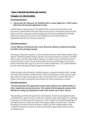 Topic 1 A & B -Tutorial Questions - Tutorial Questions & Solutions Topic One A & B Chapter - Studocu
