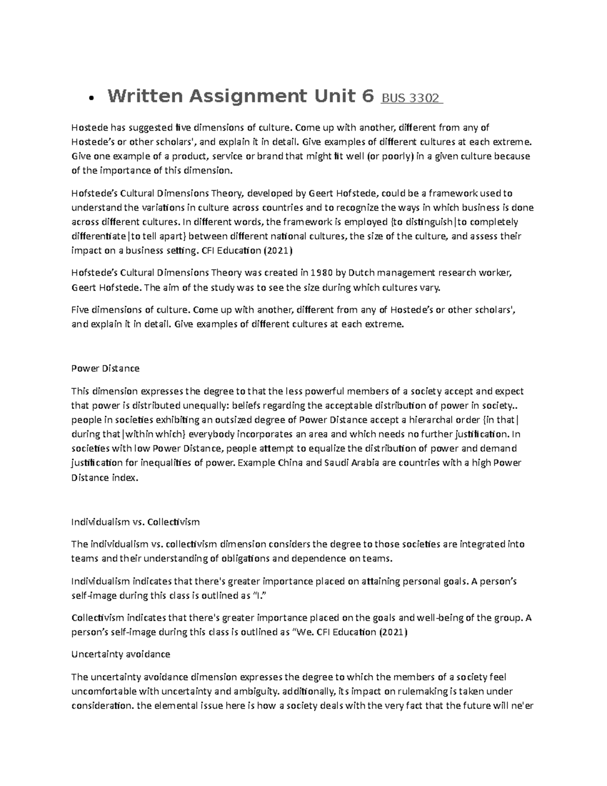 Written Assignment Unit 6 BUS 3302 Consumer Behavior BUS 3302 - Written Assignment Unit 6 BUS ...