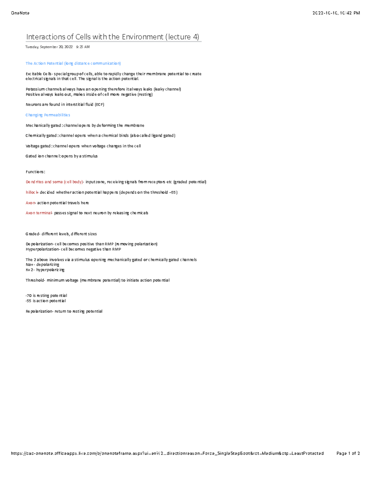 Physiology 3 - summary of key points - OneNote 2022-10-10, 10:42 PM ...