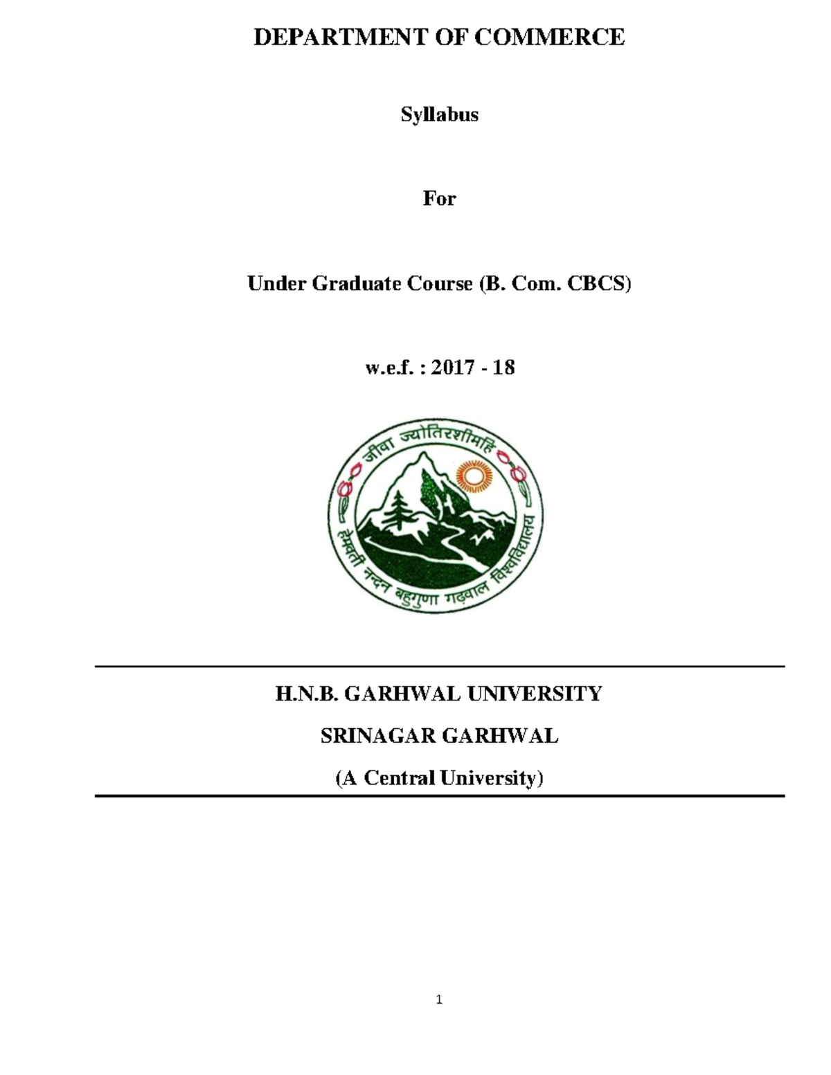 B Com Syllabus as per CBCS w e f 2017-2018 - DEPARTMENT OF COMMERCE ...