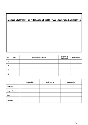 Method Statement Installation of Cable Tray & Trunking - AJJAJ ...