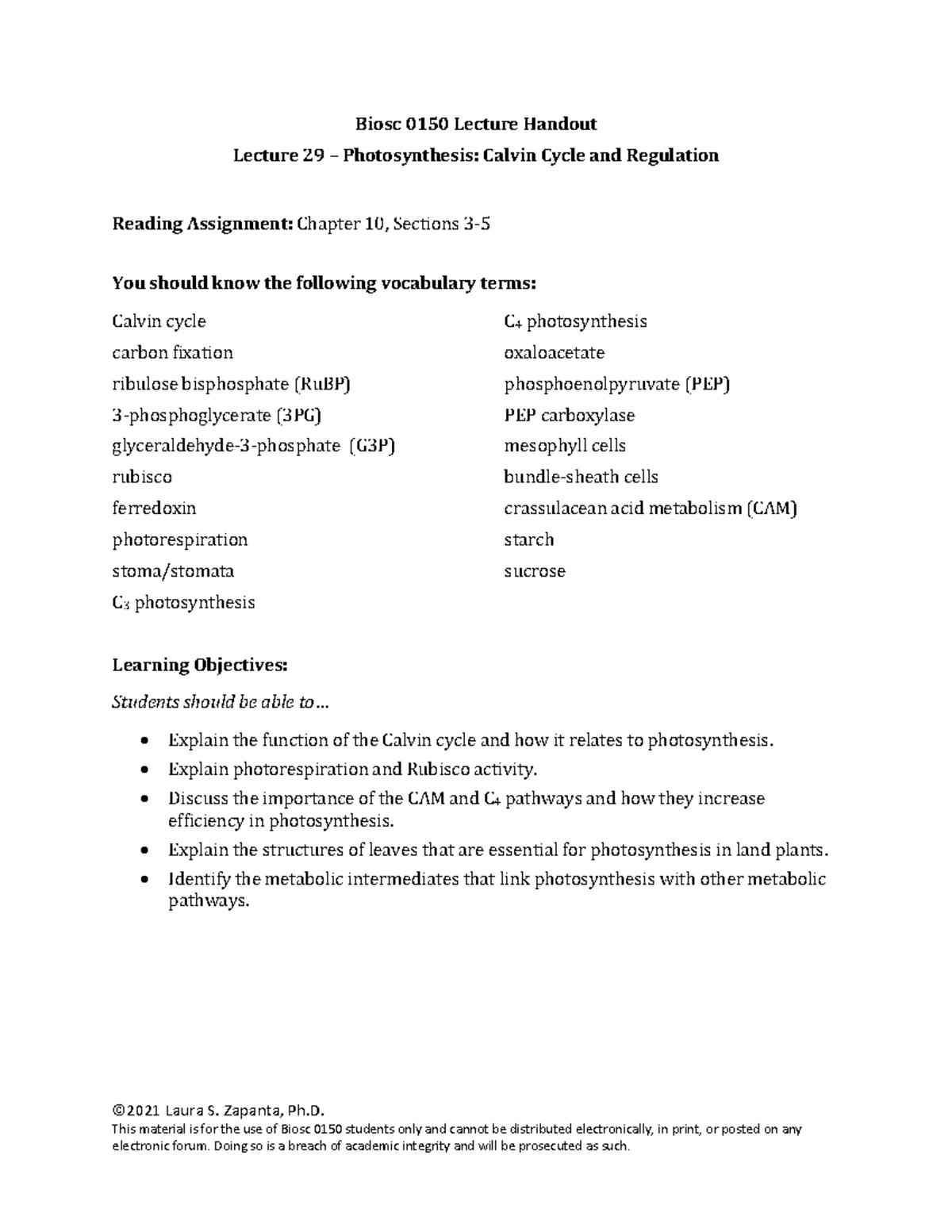 Kami Export - Lecture 29 Handout - ©2021 Laura S. Zapanta, Ph. This ...