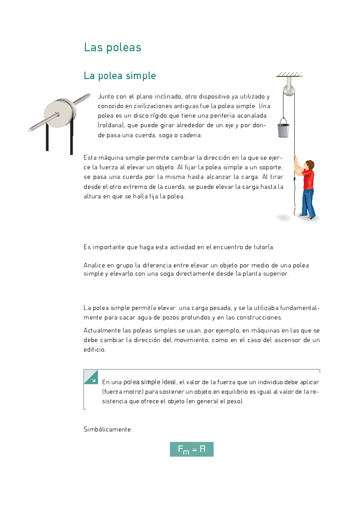 Fisica - Elaborada - Las poleas La polea simple Junto con el plano ...